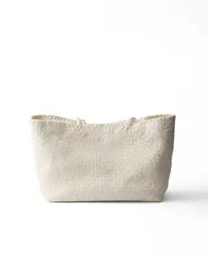 Prada Large Woven Leather Tote Bag - White