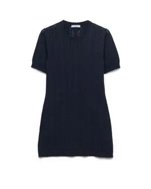 Prada Openwork Cotton Mini-dress - Navy