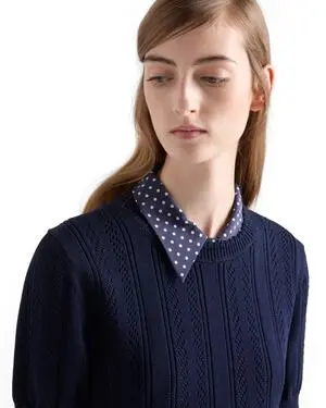 Prada Openwork Cotton Mini-dress - Navy