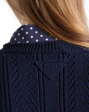 Prada Openwork Cotton Mini-dress - Navy
