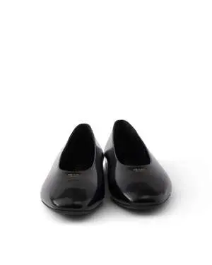 Prada Brushed Leather Ballerinas - Black