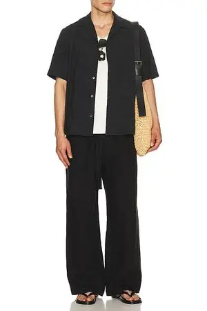 CORRIDOR Paisley Embroidery Short Sleeve Shirt - Black