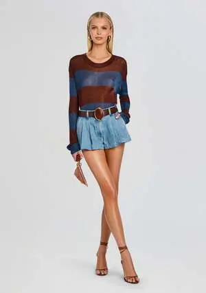 SEROYA Hana Metallic Knit Top