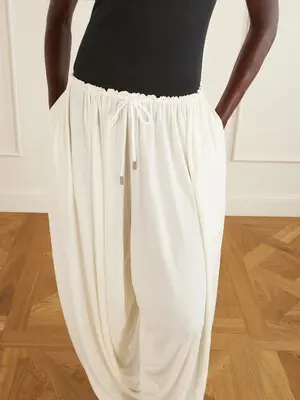 Co Gathered Satin Wide-leg Pants