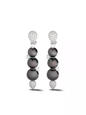 Yoko London 18kt White Gold Tahitian Pearl And Diamond Earrings - Silver