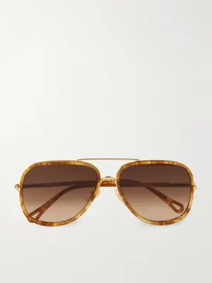 Chloé Aviator-frame Acetate Sunglasses - Tortoiseshell