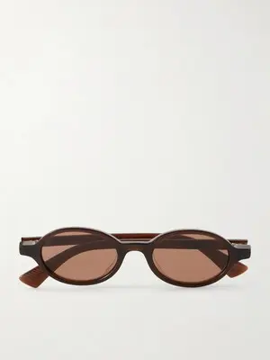 Bottega Veneta Round Frame Acetate Sunglasses - Brown