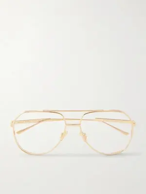 Bottega Veneta Aviator Metal Eyeglasses - Gold