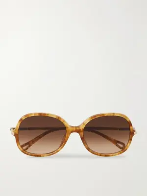 Chloé Oversized Round Frame Acetate Sunglasses - Tortoiseshell