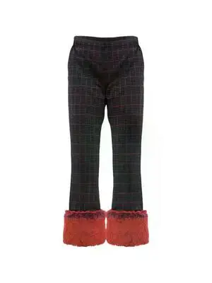 Viktor & Rolf Check-pattern Faux-fur Trim Trousers