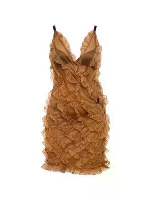Dsquared2 Sheer Draped Ruffled Mini Dress