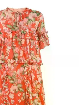 Philipp Plein Floral Ruffled Maxi Dress