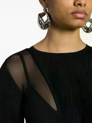 David Koma Mesh Ribbed Mini Dress