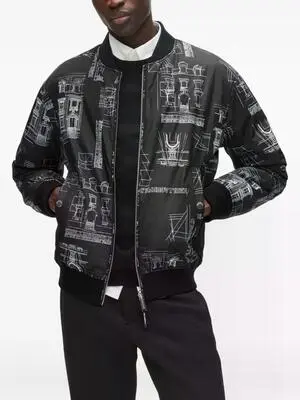 Karl Lagerfeld Sketch Print Reversible Bomber Jacket