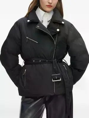 Karl Lagerfeld Belted Padded Biker Jacket