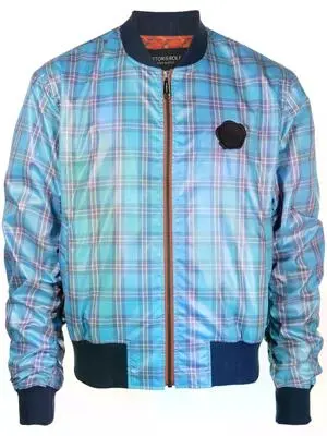 Viktor & Rolf Tartan Check Bomber Jacket With Rubberised Logo Detail