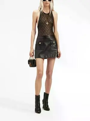 Palm Angels Sheer Lace Logo Racerback Bodysuit