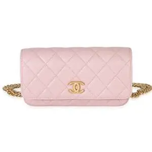 Chanel Light Quilted Caviar Sweetheart Phone Holder With Chain