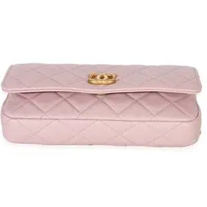 Chanel Light Quilted Caviar Sweetheart Phone Holder With Chain