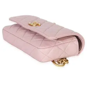 Chanel Light Quilted Caviar Sweetheart Phone Holder With Chain