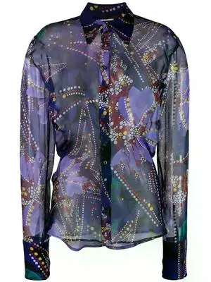 Dsquared2 Floral Print Semi-sheer Shirt - Blue