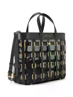 Elisabetta Franchi Small Mesh Tote Bag With Gold Tone Embellishments
