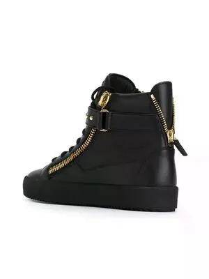 GIUSEPPE ZANOTTI And Gold Leather Zip Detail Hi-top Sneakers
