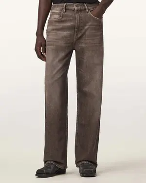 ALLSAINTS Lenny Loose Fit Wide Leg Denim Jeans - Brown