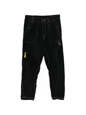 Undercover Contrast-stitch Tapered Pants - Black