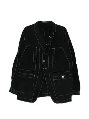 Undercover Contrast-stitch Blazer - Black