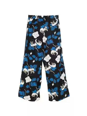 Undercover Floral Print Layered Trousers - Black