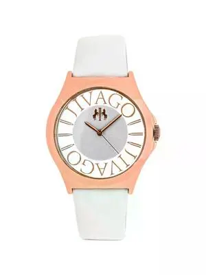 JIVAGO 40mm Quartz Watch With Leather Strap - White