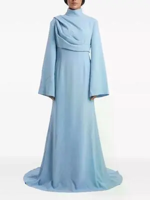 Solace London Draped Flared-sleeve Dress