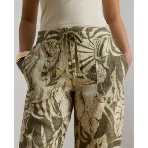 Ralph Lauren Palm-frond Print Linen Wide-leg Trousers