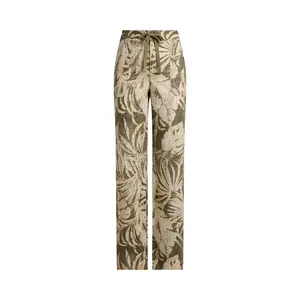 Ralph Lauren Palm-frond Print Linen Wide-leg Trousers
