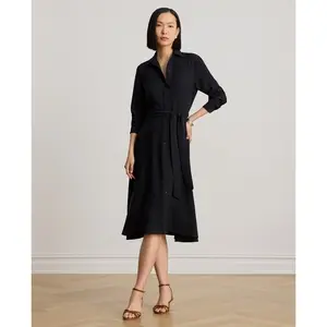 Ralph Lauren Belted Double-faced Georgette Shirtdress - Black