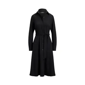 Ralph Lauren Belted Double-faced Georgette Shirtdress - Black