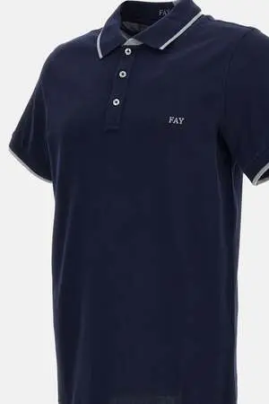 FAY Polo Piquet Stripes - Blue