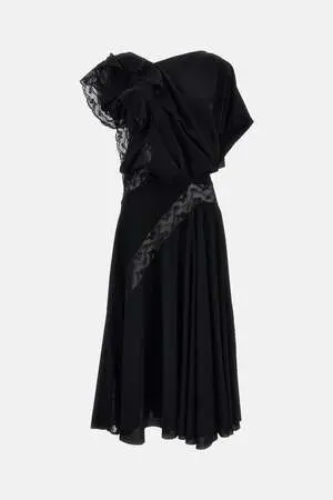 Junya Watanabe Long Dress With Lace Inserts - Black