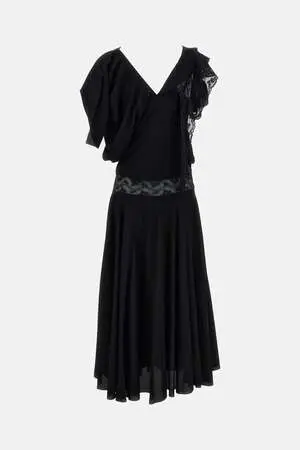 Junya Watanabe Long Dress With Lace Inserts - Black