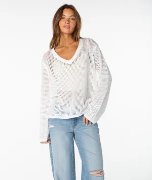 Roxy Summer Nights V Neck Tunic - Cloud Dancer Solid