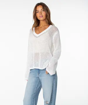 Roxy Summer Nights V Neck Tunic - Cloud Dancer Solid