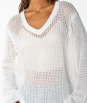 Roxy Summer Nights V Neck Tunic - Cloud Dancer Solid