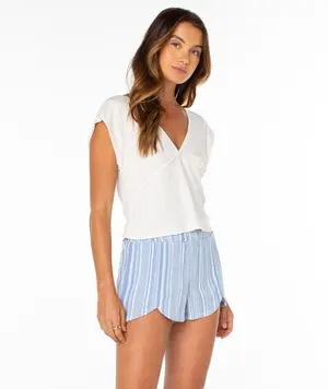 Roxy Sea Drift V-neck Cotton Blend Top - Dew Solid