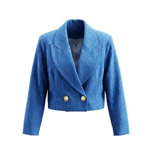 L2R THE LABEL Cropped Double Breasted Blazer
