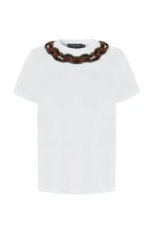 EXQUISE Morgan Beaded Neckline T-shirt