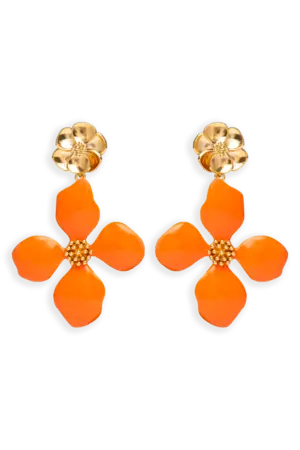 LAVANI JEWELS Cassia Flower Drop Earrings - Orange