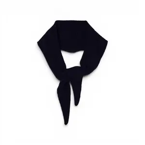 LOOM & COVE 100% Cashmere Ribbed Triangle Scarf - Black