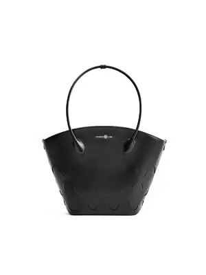 ORANGE CUBE Quilted Wavy Tote Bag - Black