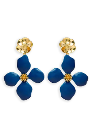 LAVANI JEWELS Cassia Flower Drop Earrings - Blue